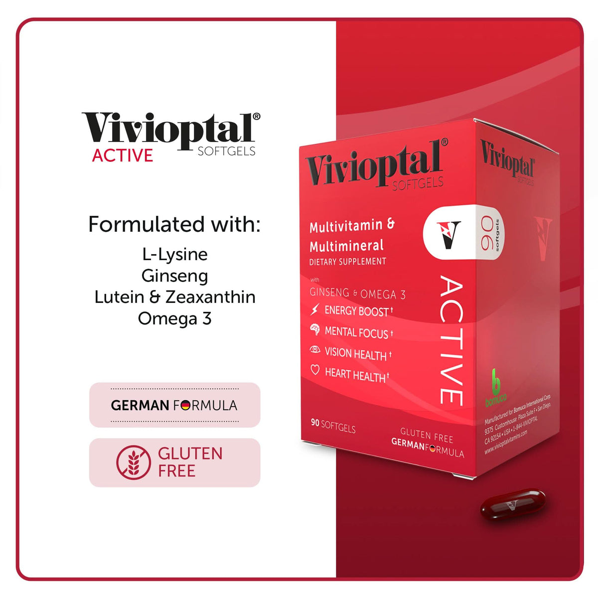 Vivioptal ACTIVE Multivitamin & Multimineral Supplement 90 Capsules ...