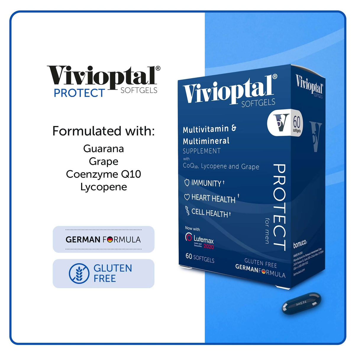 Vivioptal Men, 60 Capsules, CoQ10, Lycopene & Resveratrol, Multivitami ...